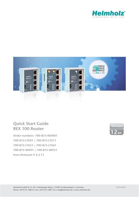 Quick Start Guide For Rex 100 Industrial Router Helmholz
