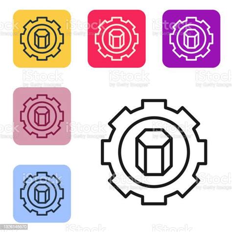 흰색 배경에 격리된 검은색 라인 3d 프린터 설정 아이콘입니다 3d 프린팅 색상 정사각형 단추로 아이콘을 설정합니다 벡터 3차원