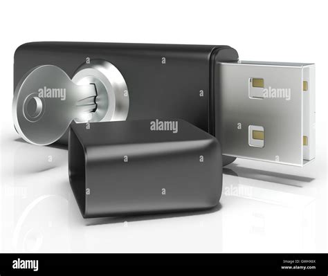 Usb Flash And Key Shows Secure Portable Storage Stock Photo Alamy