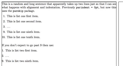 How Can I Align My List Enumerate With The Start Of My Paragraph