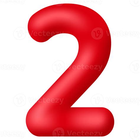 Red 3d Number 2 Isolated On Transparent Background Decorative Elements