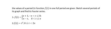 Solved The Values Of A Period Function F T In One Full Chegg Com
