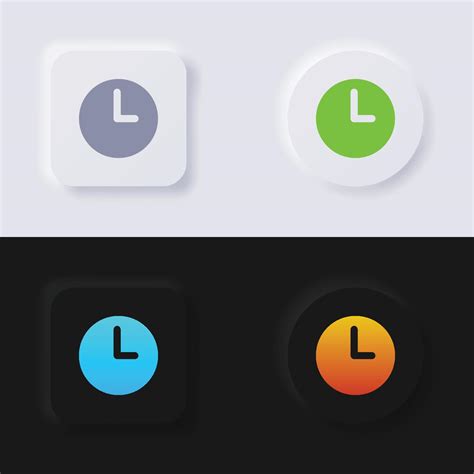 Clock Button Icon Set Multicolor Neumorphism Button Soft Ui Design For