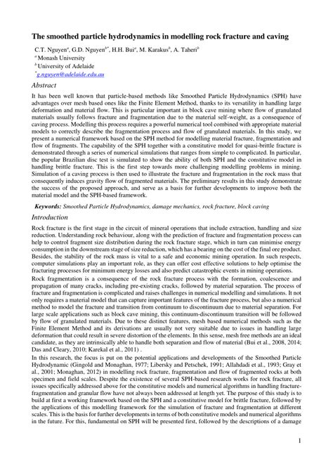 pdf the smoothed particle hydrodynamics in modelling rock fracture