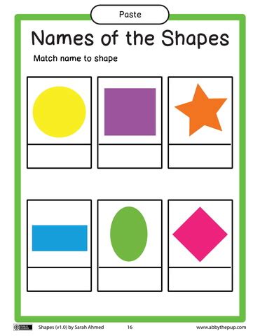 Cut Out And Match Name To Shape Worksheet Free Printable Puzzle Games