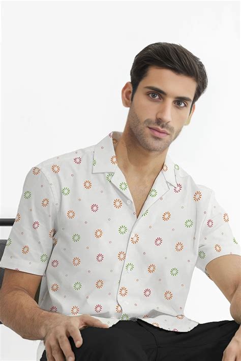 White Cuban Pattern Shirt Roomi