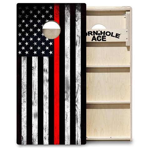 Thin Red Line Firefighter Flag Cornhole Board Set Professional