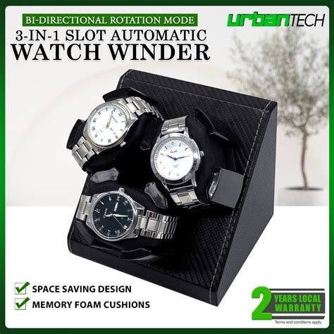 Bi Directional Rotation 3 Slots In 1 Automatic Watch Winder Watch Storage Display Carbon Fiber