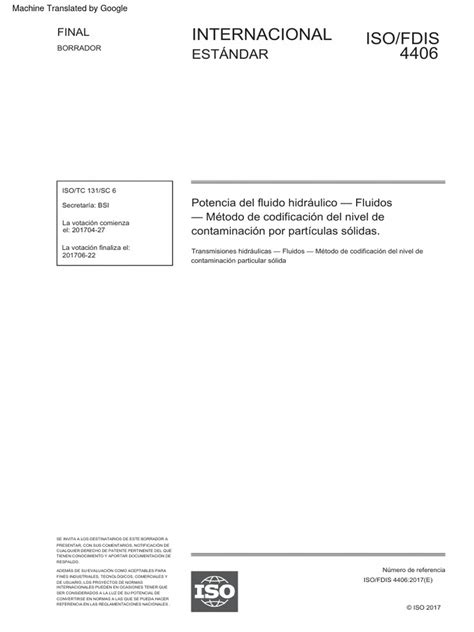 Iso 4406 Pdf Organización Internacional Para La Estandarización Calibración