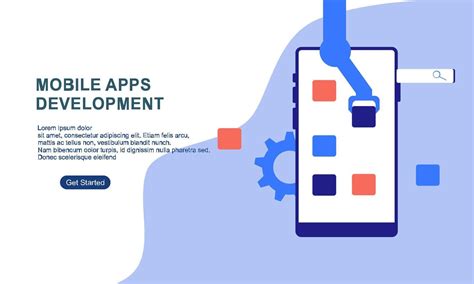 Landing Page Template For Mobile App Development 45869295 Vector Art At