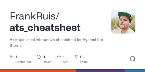 Github Frankruisatscheatsheet A Simple Local Interactive Cheatsheet For Against The Storm