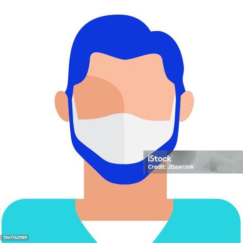흰색 배경에 현대 활기찬 플랫 컬러에 얼굴 마스크 아바타 아이콘을 입고 수염추상 성인 남자 식별할 수 없는 사람 사람들에 대한 스톡 벡터 아트 및 기타 이미지 식별할 수