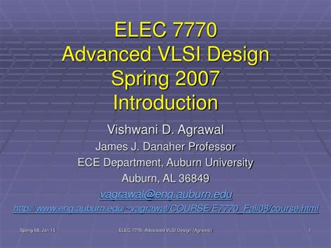 Ppt Elec 7770 Advanced Vlsi Design Spring 2007 Introduction Powerpoint Presentation Id1118519