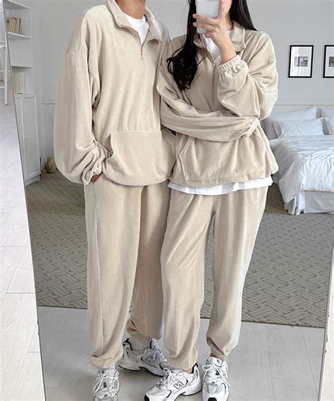 남녀공용단품구매가능 플레스 뽀글이 반집업 조거 트레이닝세트 에이블리