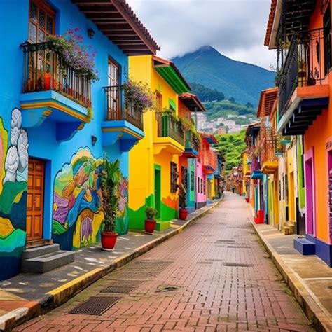 Premium Photo Vibrant Street Scene In Bogota Colombia