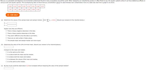 Solved A ﻿determine The Values Of The Sample Mean And