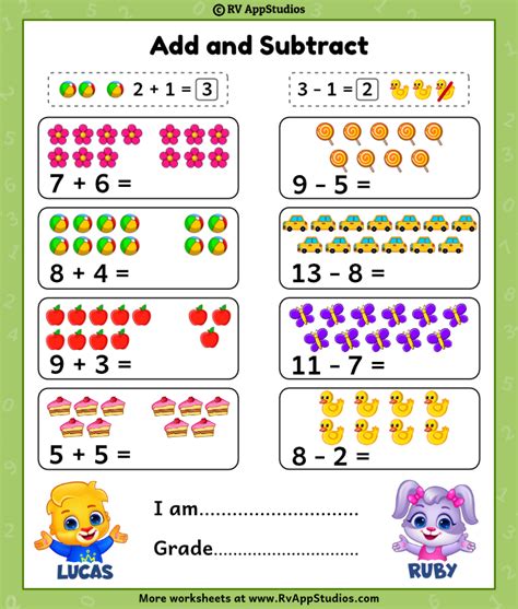 Addition And Subtraction Worksheet Math Activity Printables Worksheets Library