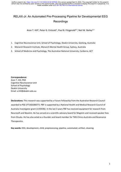 Pdf Relax Jr An Automated Pre Processing Pipeline For Developmental