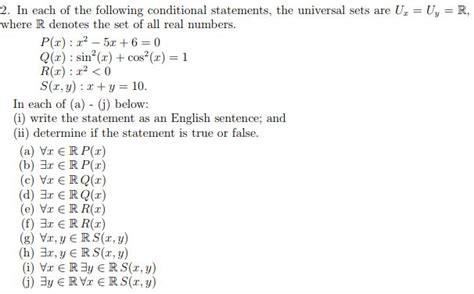 Solved 2 In Each Of The Following Conditional Statements