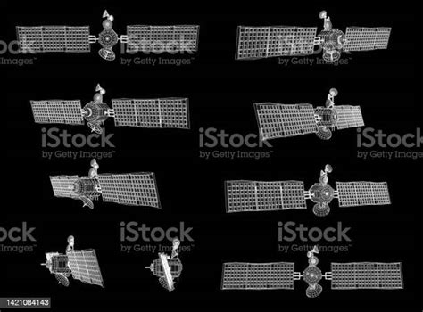 검은 배경에 벡터 3d 통신 및 통신 위성 세트 위성 우주선에 대한 스톡 벡터 아트 및 기타 이미지 위성 우주선 준비 0명 Istock