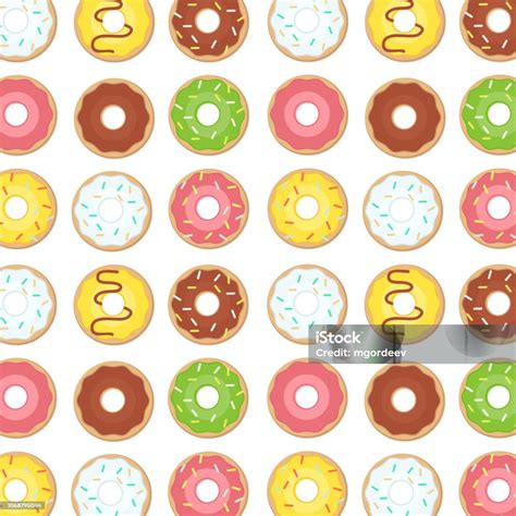 도넛 디저트 배경입니다 도너츠 패턴입니다 도넛 베이커리 맛 있는 벡터 일러스트 레이 션 구멍에 대한 스톡 벡터 아트 및 기타 이미지 구멍 도넛 디자인 Istock