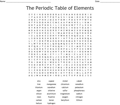 Printable Periodic Table Word Search Word Search Maker