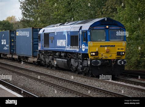 Class 66 Diesel Locomotive No 66090 Maritime Intermodal Six Pulling A Freightliner Train