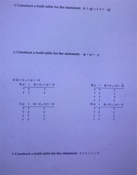 Solved Construct A Truth Table For The Statement R A Q Chegg