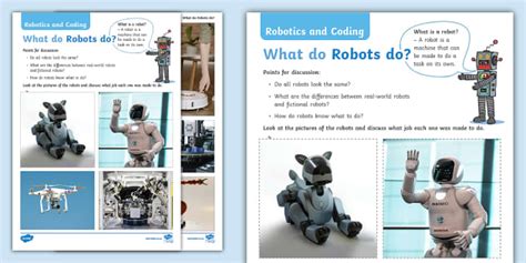 grade 1 robotics and coding worksheet what do robots do