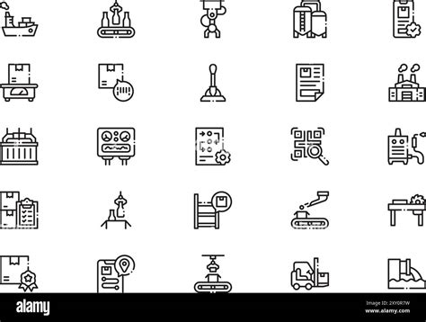 Mass Production Icons Collection Is A Vector Illustration With Editable Stroke Stock Vector