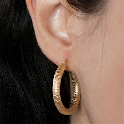 Textured Gold Hoop Earrings 14k Vermeil Sterling Silver Etsy