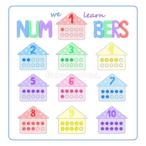 Let S Learn Numbers Cards In The Form Of Houses For Studying Up To Ten Visual Table In
