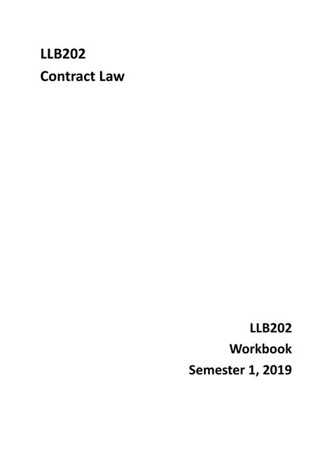 Llb202 Workbook Contract Law Llb Contract Law Llb Workbook Semester 1 2019 Table Of Content