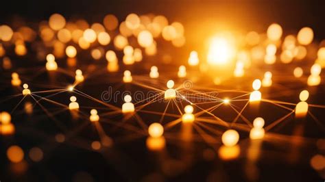 Illuminated Network Digital Representation Of Interconnected Human Figures 3d Rendering Stock