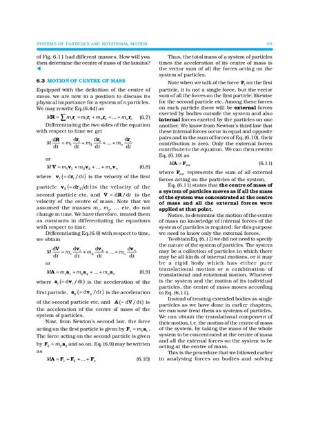 Ncert Book Class 11 Physics Chapter 6 System Of Particles And