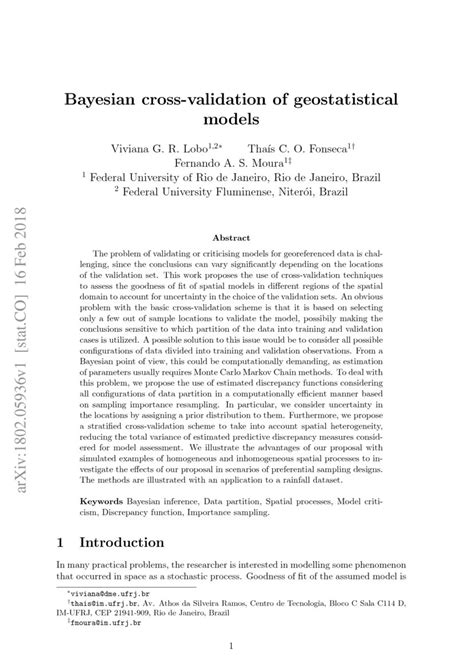 Bayesian Cross Validation Of Geostatistical Models Deepai