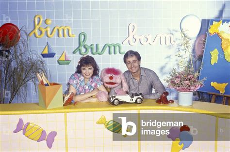 Paolo Bonolis And Manuela Blanchard In The Studio Of Bim Bum Bam Italy By
