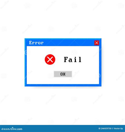 System Error Vector Icon Failure Pc Interface Error Message Computer Window Alert Popup Stock