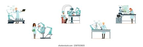 Artificial Intelligence Man Woman Scientists Laboratory Stock Vector Royalty Free 2587033835