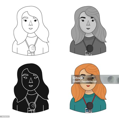 텔레비전 기자 아이콘 만화 스타일 흰색 배경에 고립에서 다른 직업 기호 재고의 사람들이 웹 일러스트 벡터 디자인에 대한 스톡