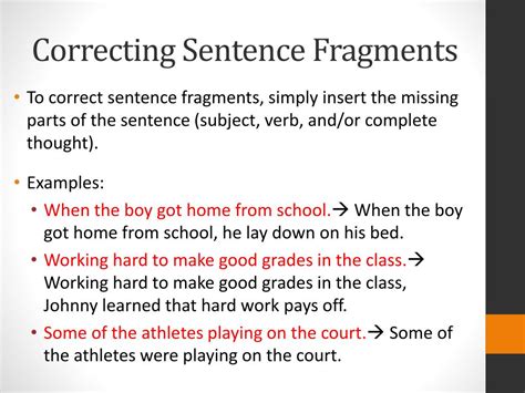 Ppt Sentence Fragments Powerpoint Presentation Free Download Id2141054