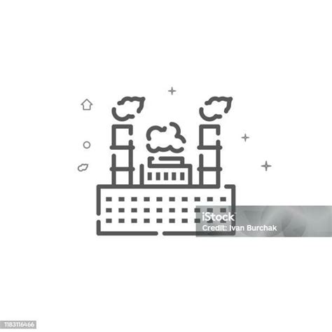 공장 공장 간단한 벡터 라인 아이콘입니다 기호 그림 기호 라이트 배경 편집 가능한 스트로크 개성 개념에 대한 스톡 벡터 아트 및