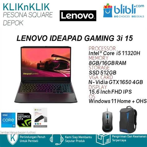 Jual Laptop Gaming Lenovo Ideapad Gaming I H Gb Ssd Gb Gtx Win Ohs Di
