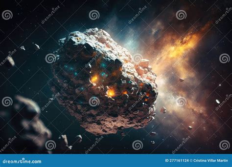 Asteroid Shower In A Galaxy Generative Ai Stock Illustration