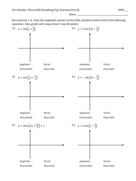 Fillable Online Graphs Of Trig Functions Worksheet Costannumber Fax