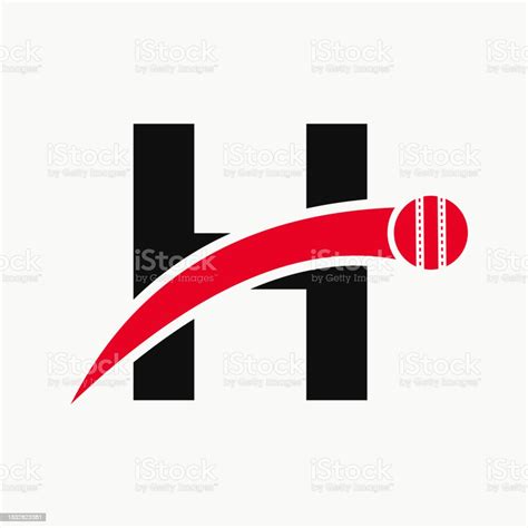 움직이는 크리켓 공 아이콘이 있는 문자 H에 크리켓 기호 크리켓 공 기호 템플릿 Championship에 대한 스톡 벡터 아트 및 기타 이미지 Championship