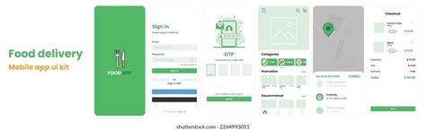 Food Delivery App Ui Kit Stock Vector Royalty Free 2264993051