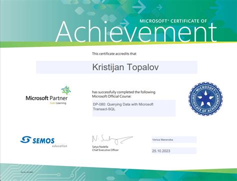 earned dp 080 certification in transact sql kristijan topalov msc posted on the topic linkedin