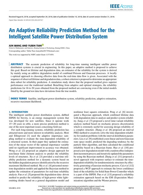 Pdf An Adaptive Reliability Prediction Method For The Intelligent Satellite Power Distribution