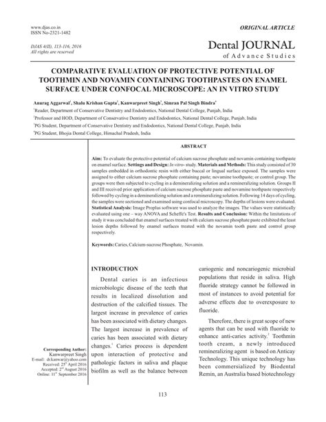 Pdf Comparative Evaluation Of Protective Potential Of Toothmin And Novamin Containing